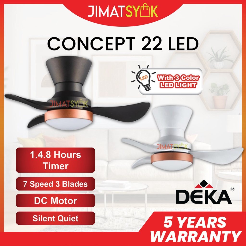 DEKA CONCEPT 22 LED 22 Inch 3 Blades 14 Speed DC Motor Remote Control ...
