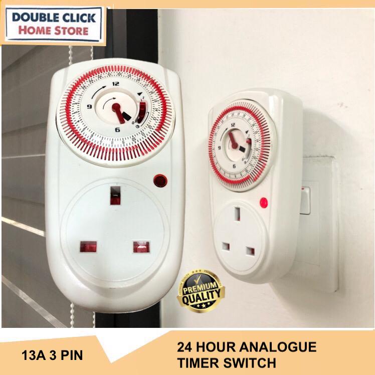 24 Hours Analogue 13A 3 Pin Plug In Timer Switch | Shopee Malaysia