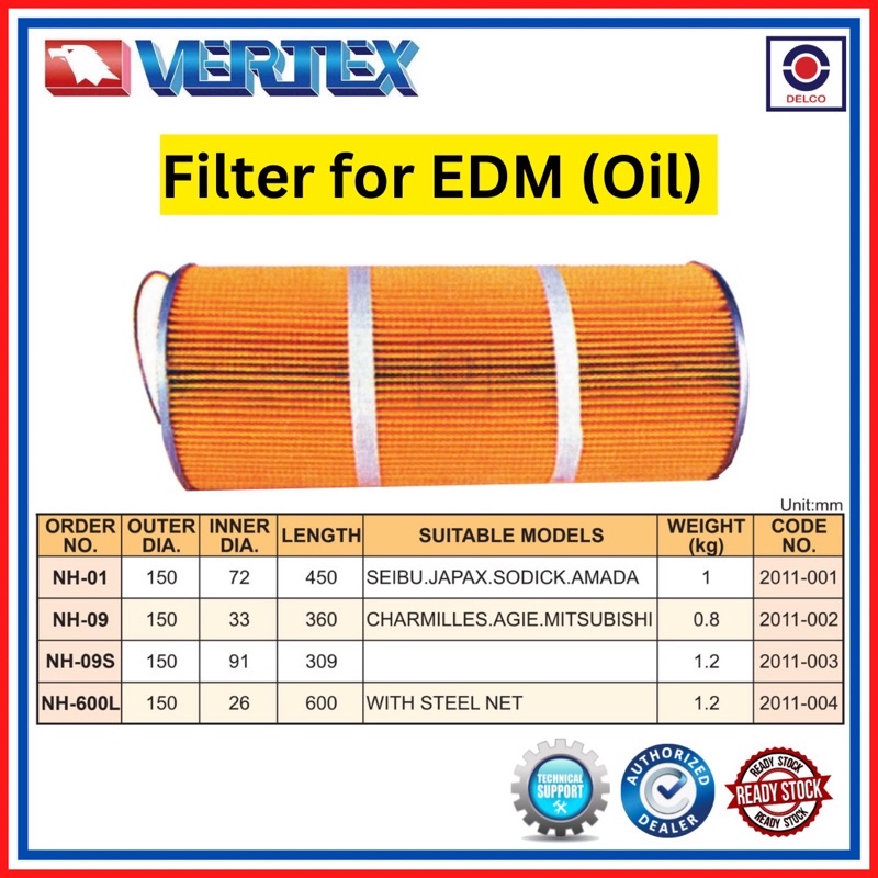 VERTEX TAIWAN EDM FILTER NH-01 NH-09 oil filter seibu japax sodick ...