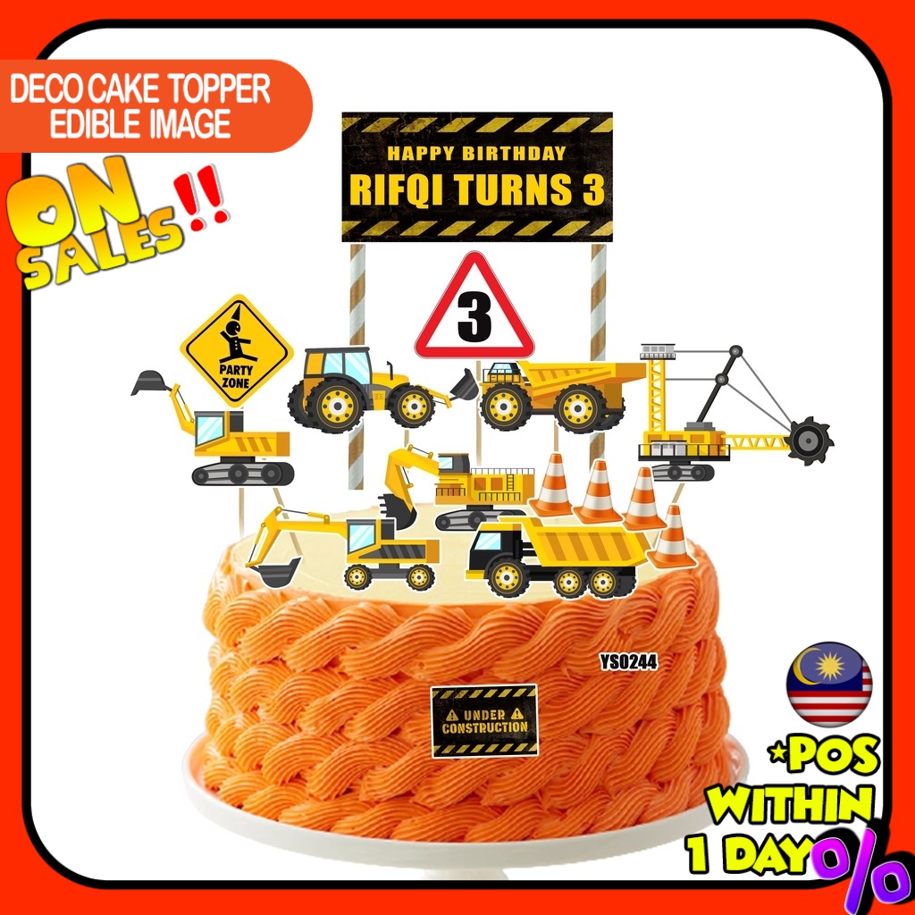 [CUSTOM NAME] Happy Birthday Cake Topper Under Construction 5 ...