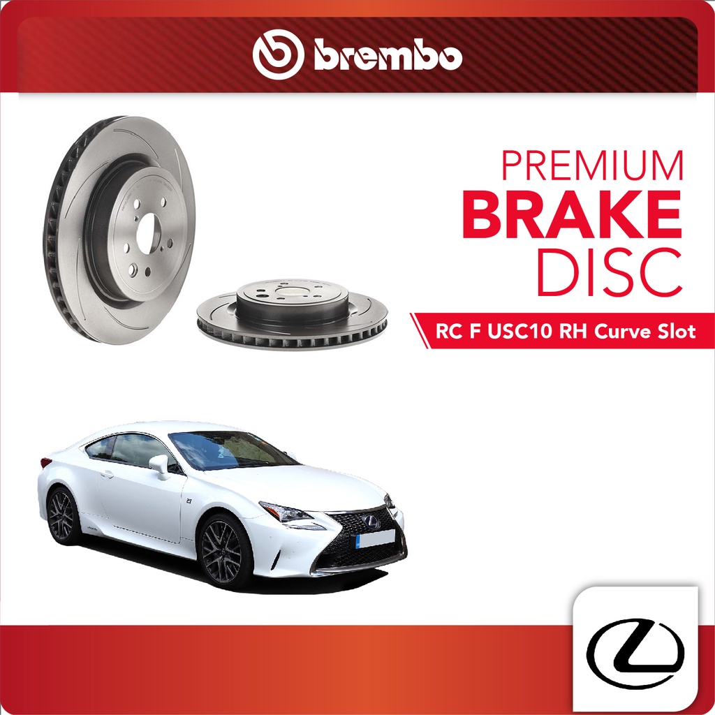 BREMBO Rear Disc (1pc) - Compatible with Lexus RC F USC10 RH Curve Slot ...