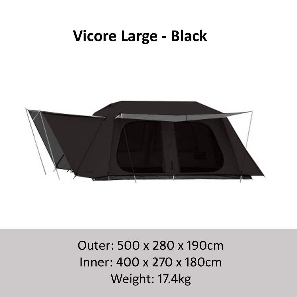 VIDALIDO Vicore Auto Tent Luxury Large Villa Camping Tent with Two Bedrooms Aluminum Alloy ...