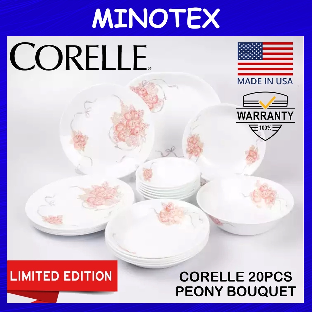 Corelle Peony Bouquet Gold Premier Series 20pc Dinnerware Set ...