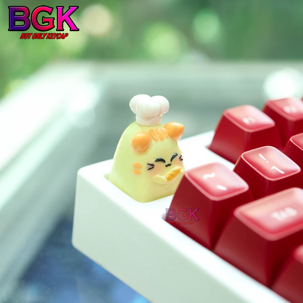 Super Cute Kitten Eating Bread Mechanical Keyboard Button Artisan Clay ...