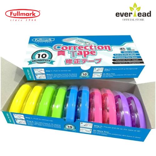 Fullmark Correction Tape - 5mm X 6m each / Gift Box 10 pcs (Model B ...