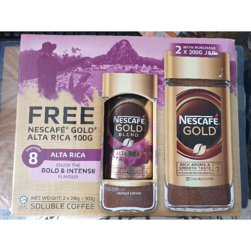 NESCAFE Gold Jar box 2x200g free nescafe alta rica 100g (expdate 04/ ...