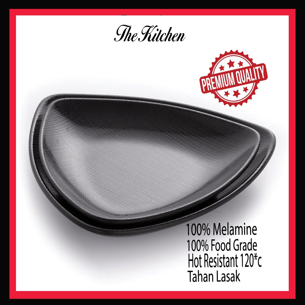 TheKitchen Melamine Black Triangle Shape Plate Food Pinggan Makan ...