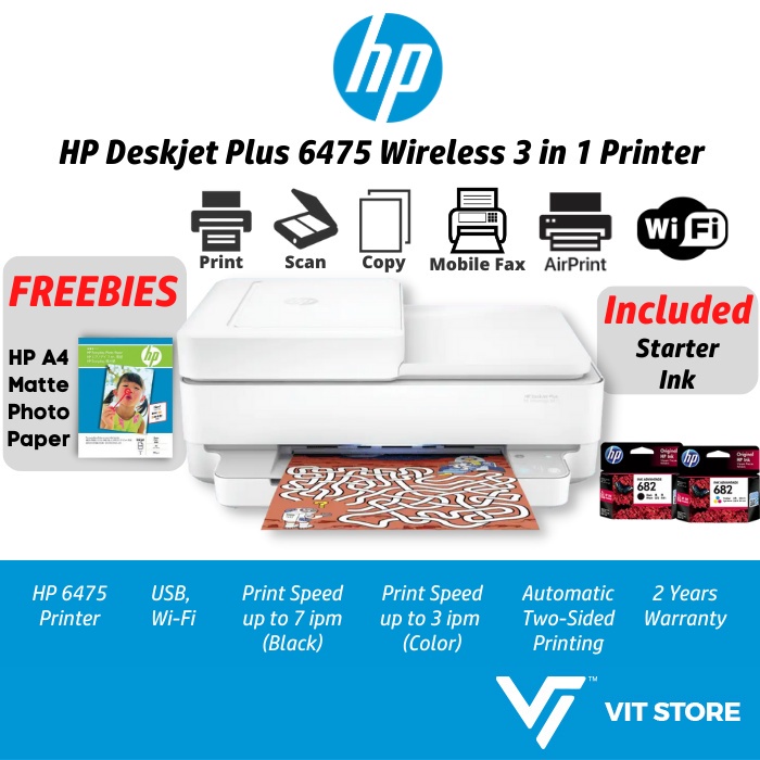 HP Deskjet Plus Ink Advantage 6475 All-in-One Printer 5SD78B (Print ...