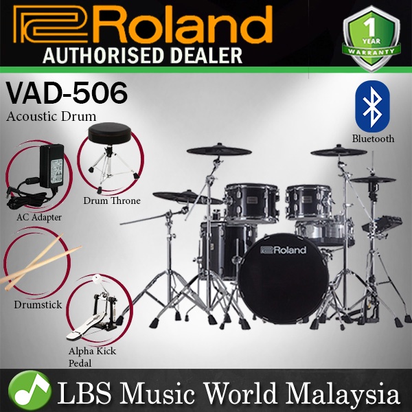 Roland VAD-506 V-Drums Acoustic 5 Piece Wood Shell Design Electronic Drum Set (VAD506 VAD 506 ...