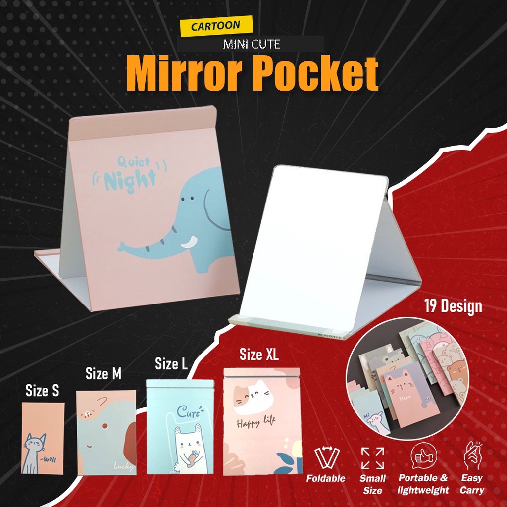 Portable table type storage mirror cartoon mirror square makeup folding ...
