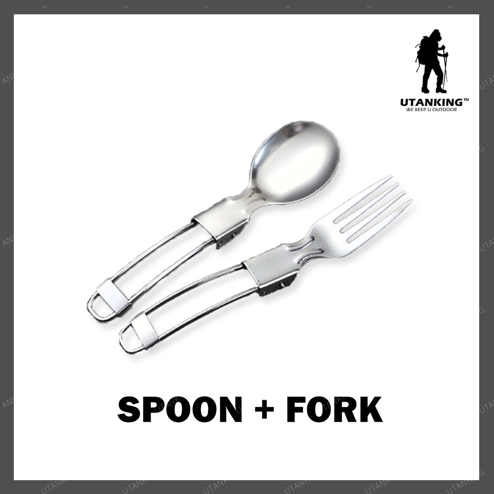 UtanKing™ Foldable Spoon Fork Spork Stainless Steel Camping Tableware ...