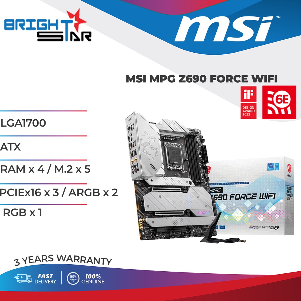 MSI Motherboards MPG Z690 FORCE WIFI (LGA1700 | ATX | RAM x 4 | M.2 x 5 ...