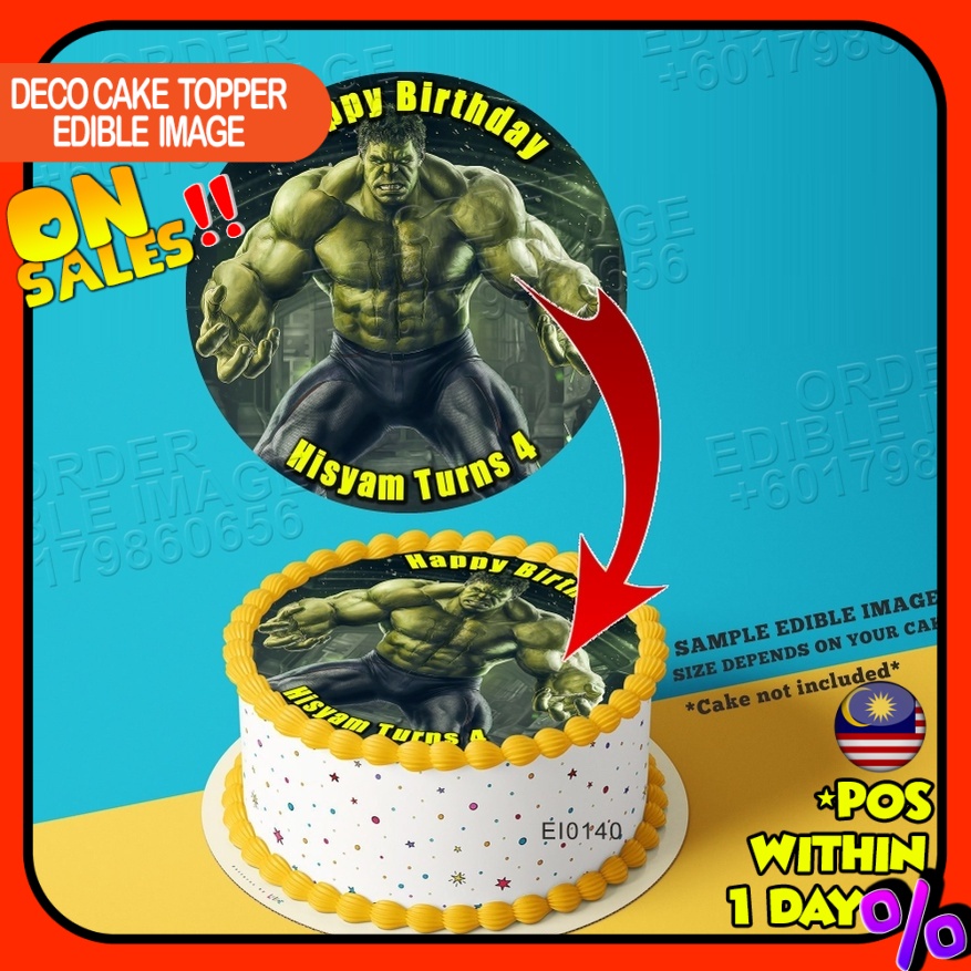 Printing EI The HULK Edible Image Print Cake Photo Icing Paper Birthday ...