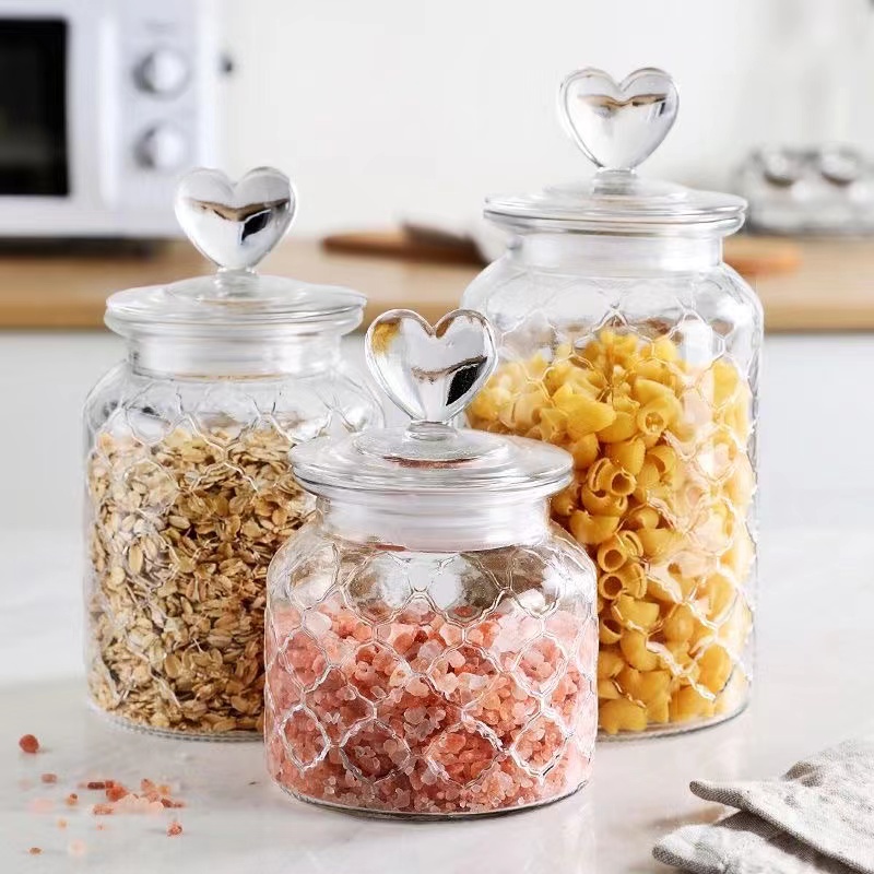 E MEIJIA Glass Jar with Lid Bekas Kuih Raya Airtight Spices Cookies Jar ...