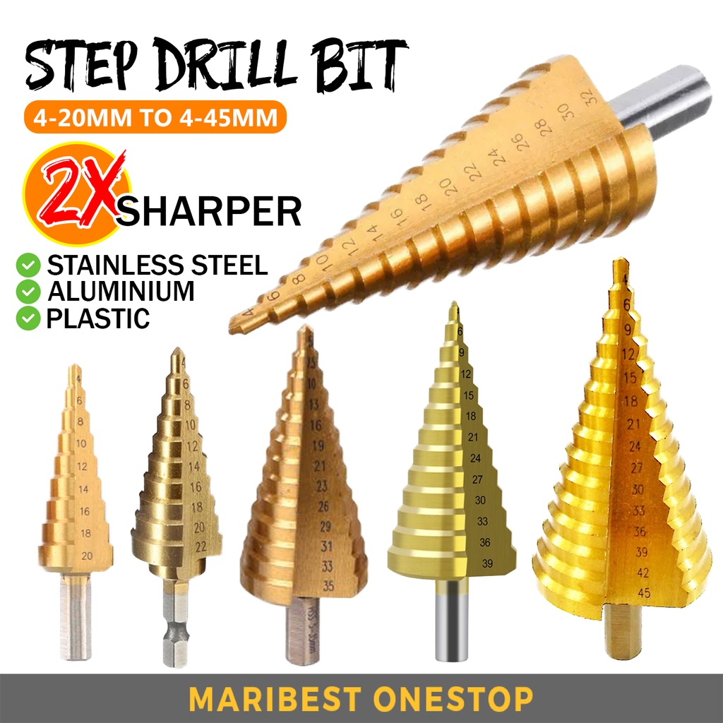 Step Drill Bit Mata Drill Besi Tebuk Lubang Hole Drill Bit Cone Drill ...