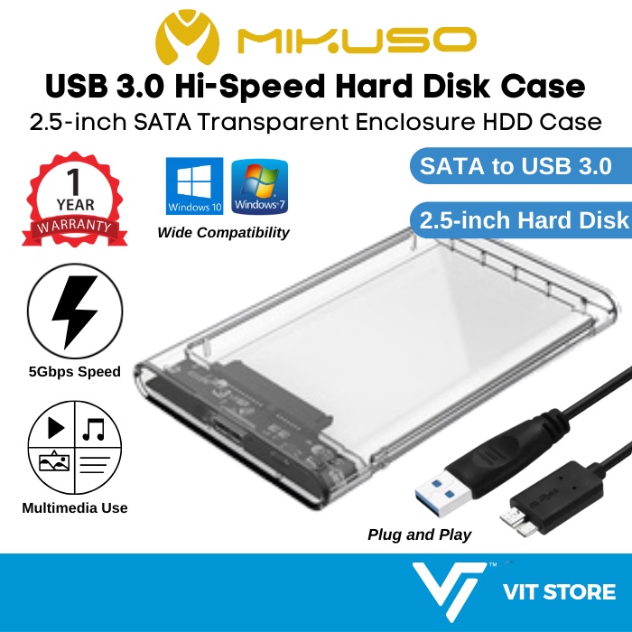 MIKUSO 2.5" HDD Case High Speed 5Gbps | SATA to USB 3.0 2TB External ...