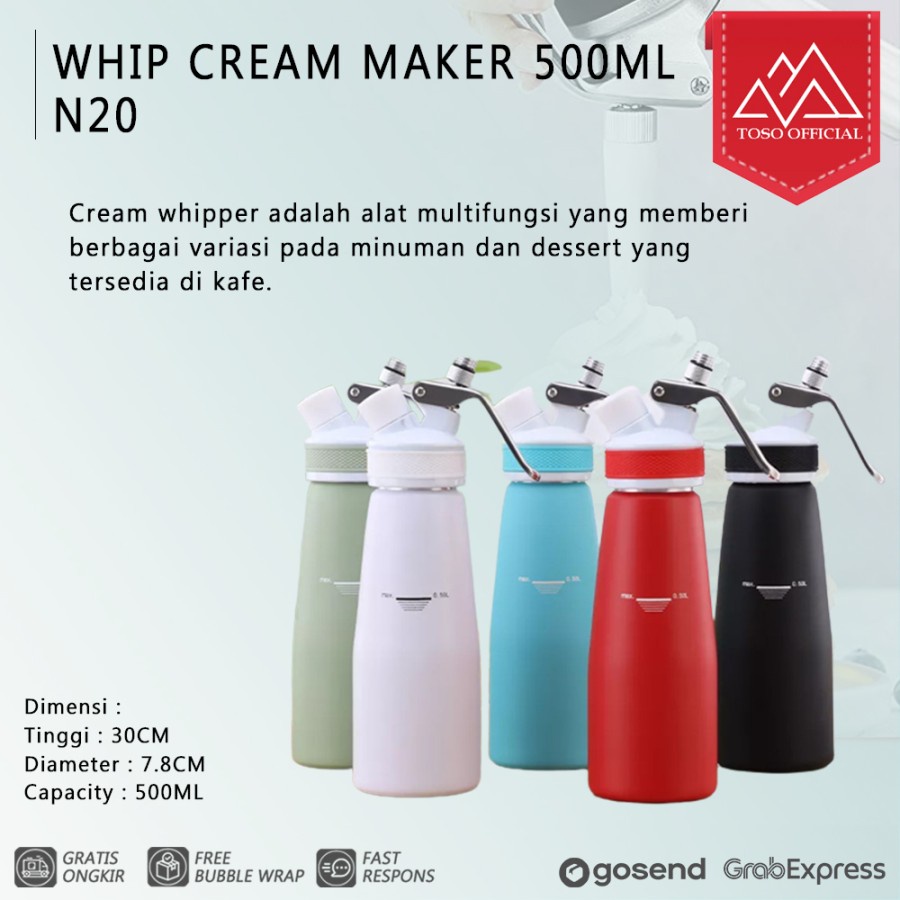 Whip CREAM DISPENSER WHIPPED CREAM WHIPPING N20 WHIP CREAM MAKER 500ML | Shopee Malaysia