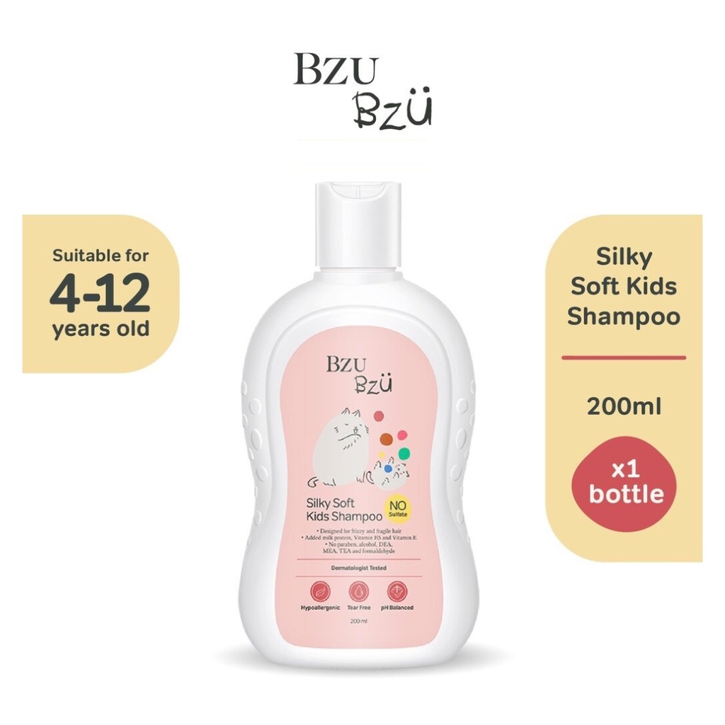 Bzu Bzu Silky Soft Kids Shampoo 200ml [ For Frizzy, Fragile, Long Hair ...