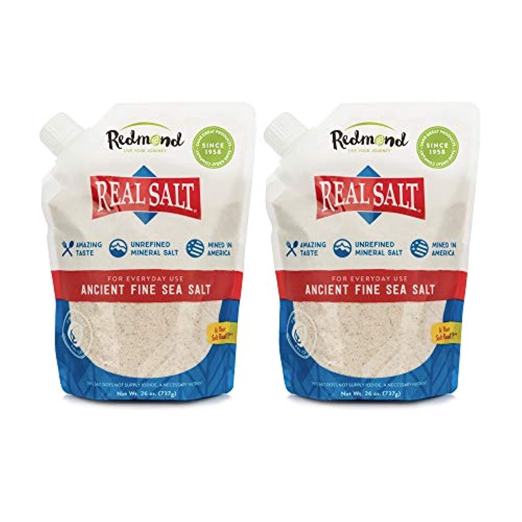 Redmond Real Salt - Ancient Fine Sea Salt, Unrefined Mineral Salt, 26 ...
