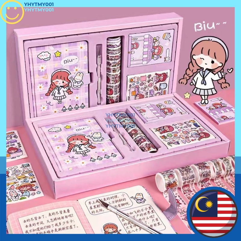INS Cute Notebook Sticker Set Luxury Gift Box Birthday Book Set Gift ...