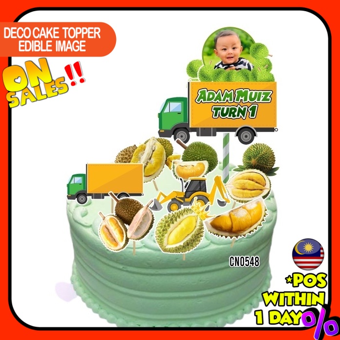 [CUSTOM NAME] Happy Birthday Cake Topper Lori Durian Decoration Set ...