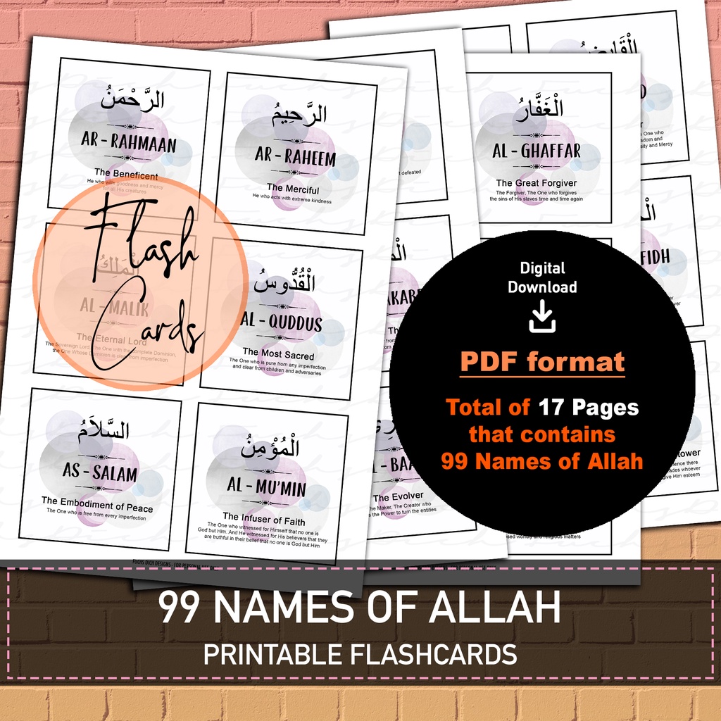 FuchsDich Printable 99 Names of Allah Flashcards | 99 Nama Allah | PDF ...