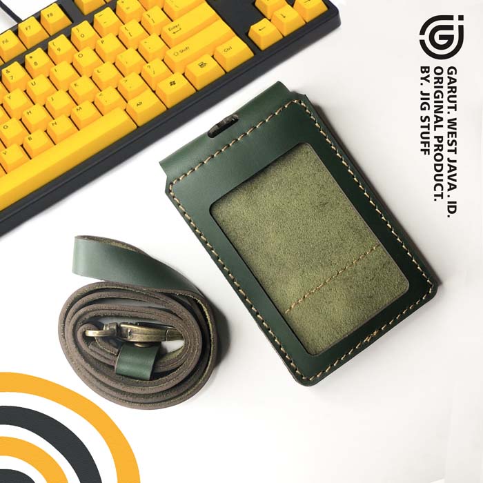 HIJAU Id card holder Folding model - name tag magnet tali Green Color ...