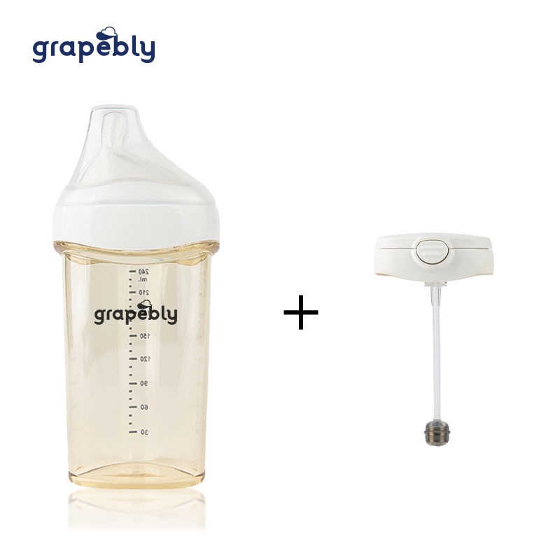 Grapebly PPSU Anti Colic Baby Bottle (240ml) + Straw Lid With Gravity ...