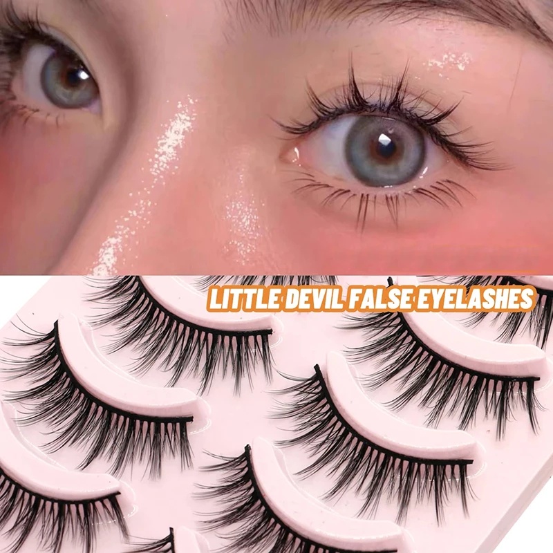 5 Pairs Manga Lashes 3D Natural Long Faux Mink Eyelash 3D bunch ...