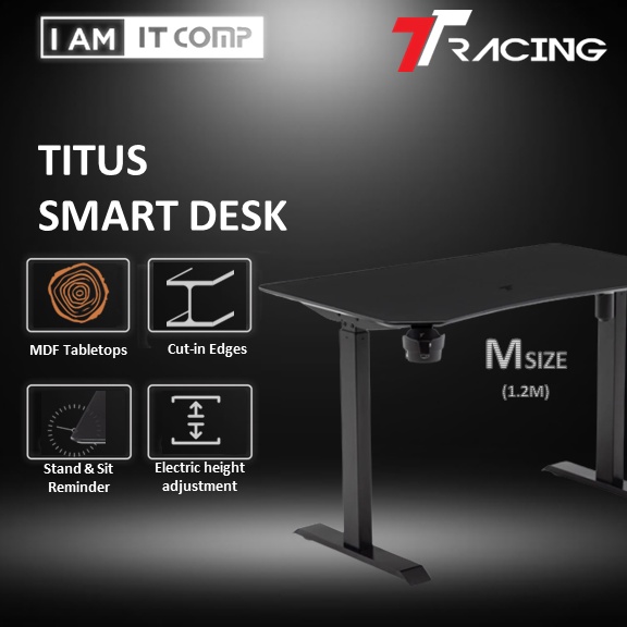 TTRacing Titus Smart Desk Gaming Table Study Working Height Adjustable ...