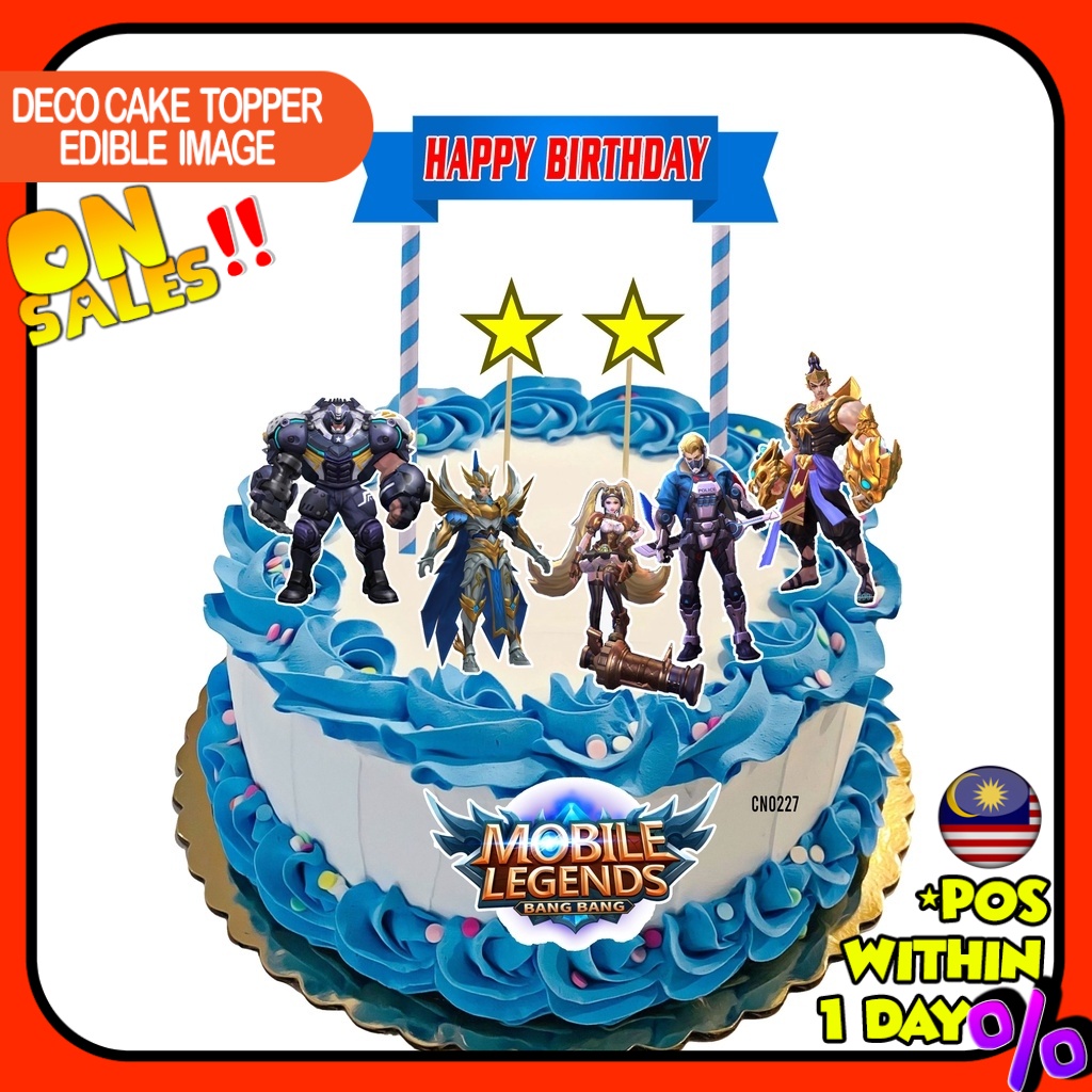[CUSTOM NAME] Happy Birthday Cake Topper Mobile Legends Decoration Set ...