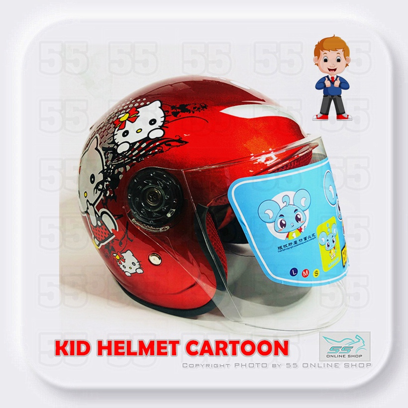 HELMET BUDAK HELLO KITTY Cartoon Helmet Children Topi Motor Budak ...