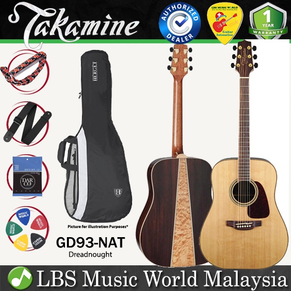 Takamine GD93-NAT Dreadnought Cutaway Solid Spruce Top Acoustic Guitar ...