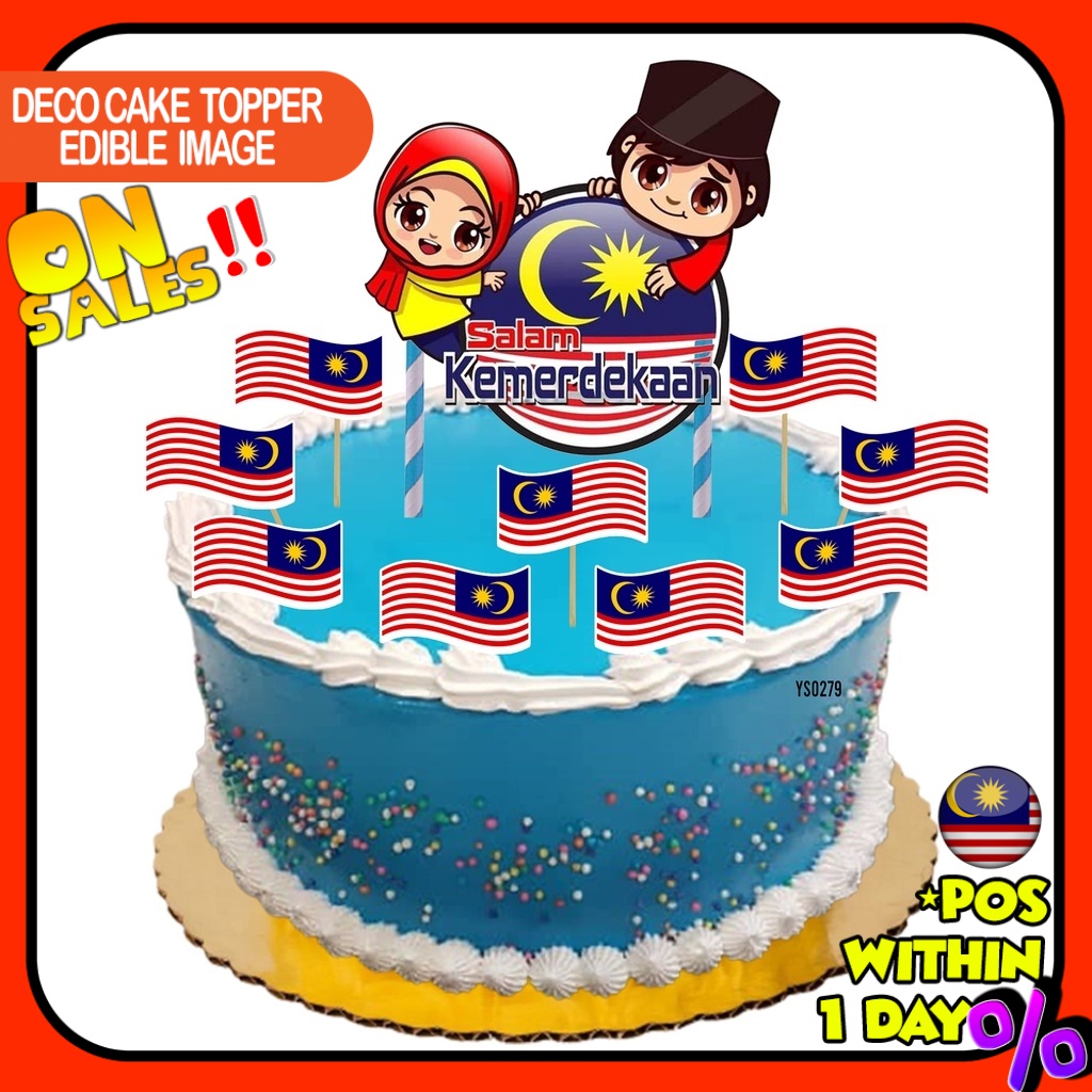 [CUSTOM NAME] Happy Birthday Cake Topper Merdeka 3 Decoration Set Party ...