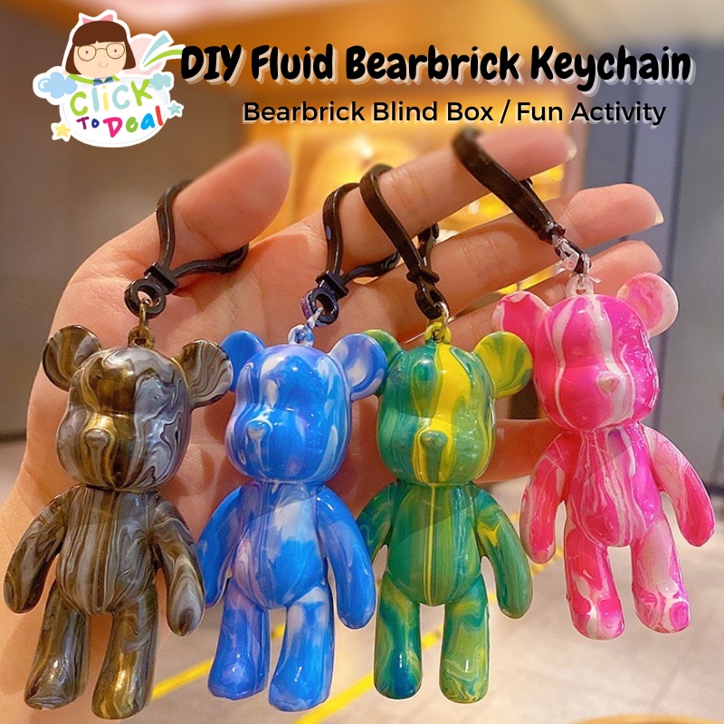 DIY 7.5cm Fluid Bearbrick Keychain Violent Bear Random Colours Fluid ...