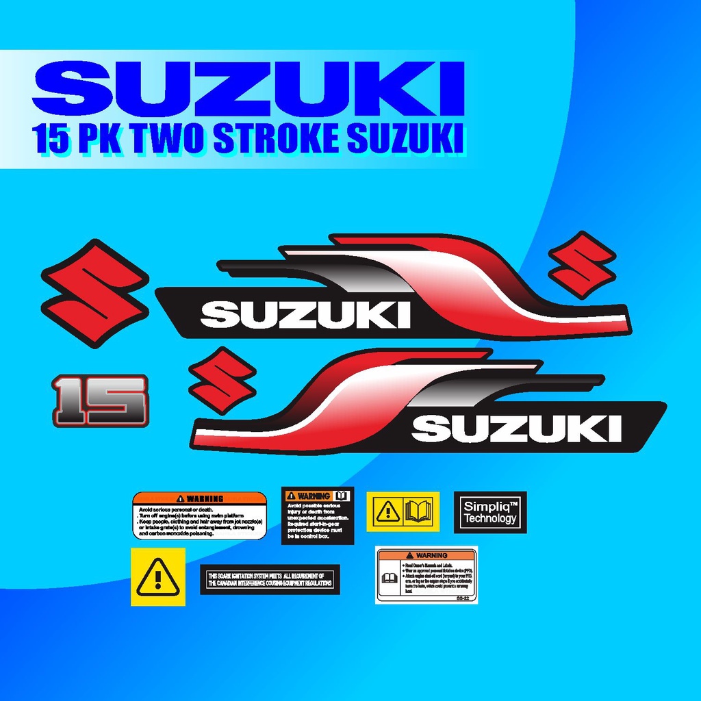 MESIN MERAH Suzuki 15pk Outboard Engine STICKER STICKER STRIPING 15pk ...