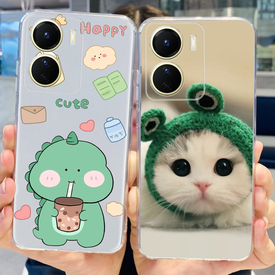 Vivo Y16 2022 Cute Cat Dinosaur Flower Printing Phone Casing VivoY16 Y ...