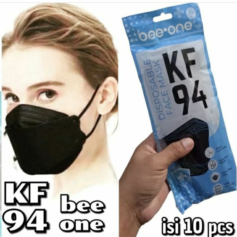 HITAM PUTIH Korean Black and White 4 Ply KF94 Mask, 1 Pack of 10 Pcs//KF-94 Mask contains 10 Pcs ...
