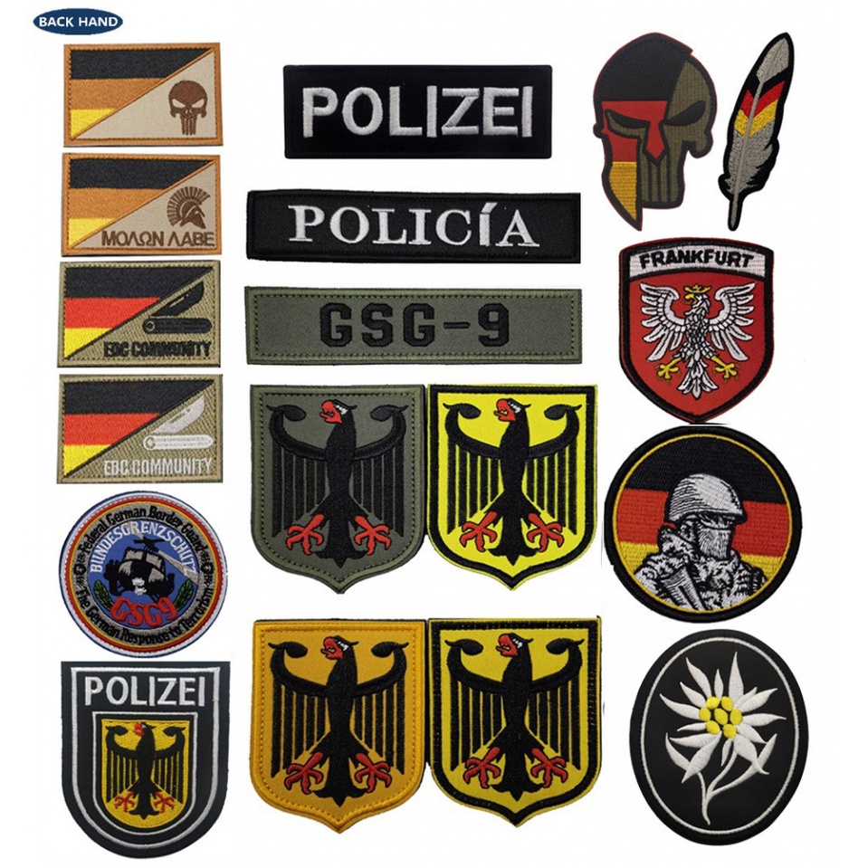 germany polizei patches German Eagle Shield Morale Badge gsg9 Embroidered Cloth Sticker Velcro ...