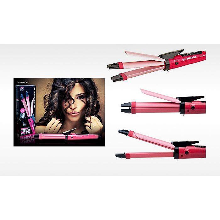 (2023 PROMO ITEM) **Nova 2 in 1 Hair Beauty Set Curl & Straightener Tem | Shopee Malaysia