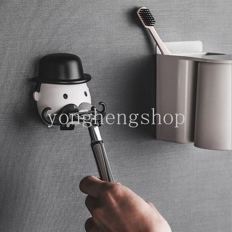 Creative Gentleman Moustache Shaped Razor Storage Rack Suction Cup ...
