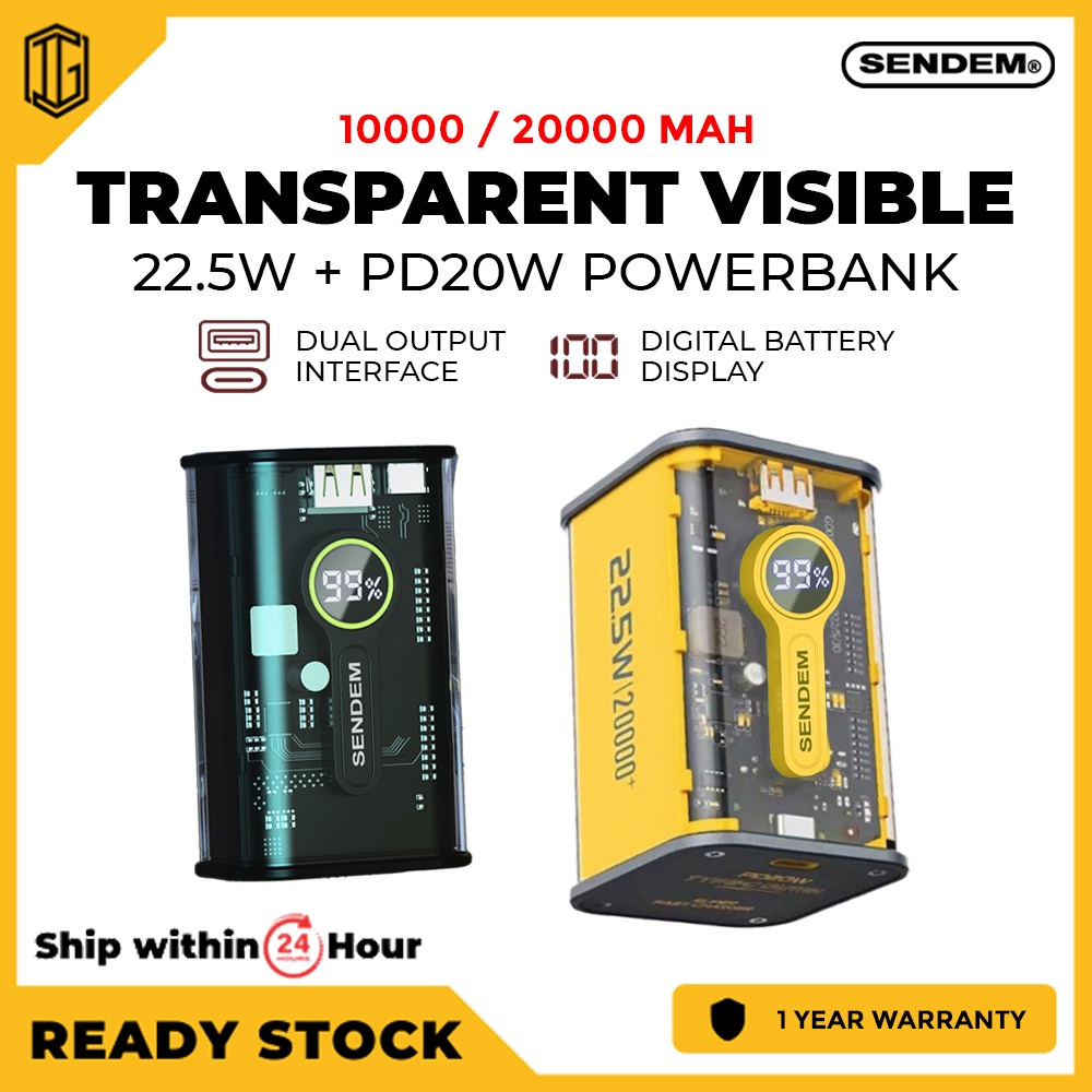 SENDEM PH30/PH40 Transparent Visible Fully Compatible Power Bank Dual ...