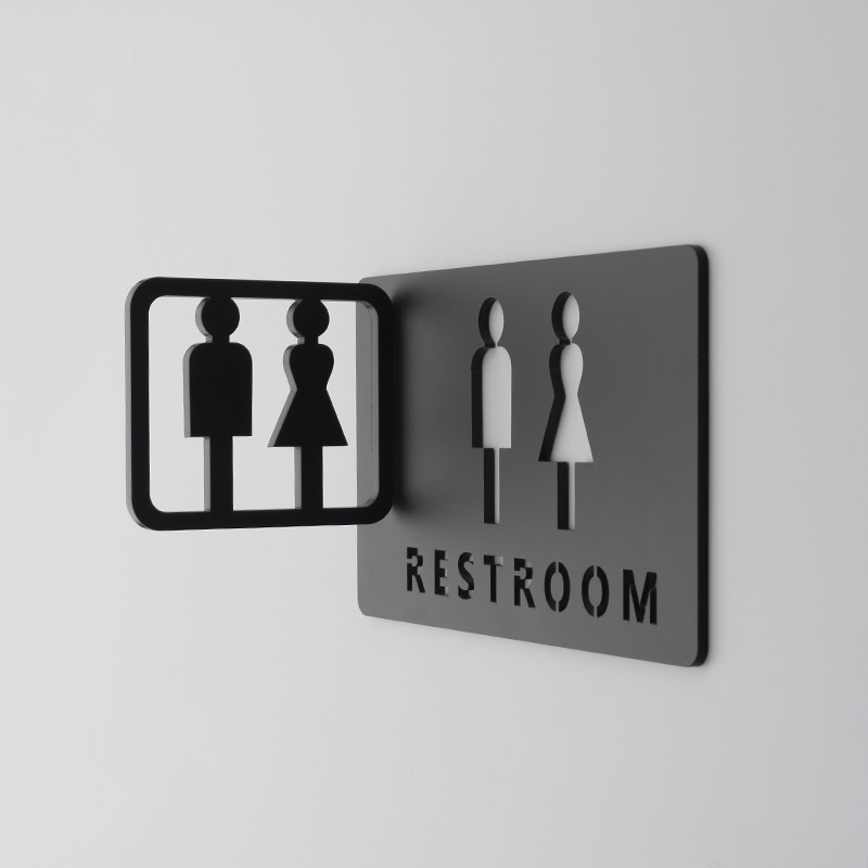 Toilet Signage Wifi Sign Door Sign Papan Tandas Black White Acrylic ...