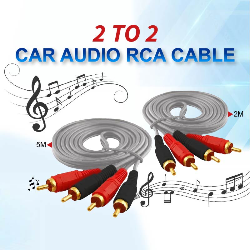 2 Meter / 5 Meter 2 TO 2 RCA Cable Car Audio Stereo Amplifier RCA ...