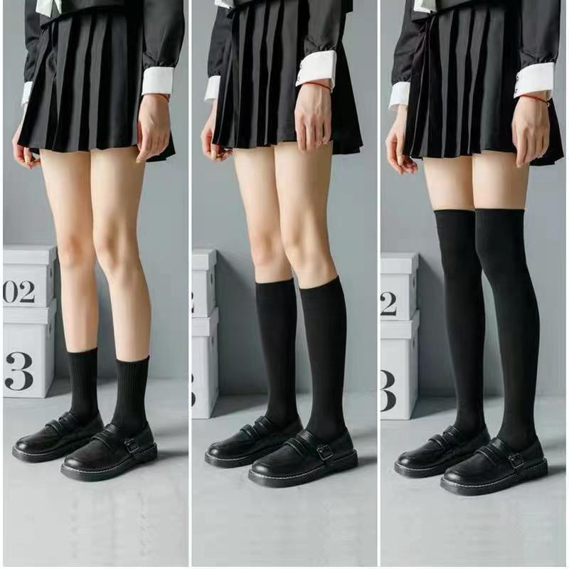 JK Over Knee Socks Women Basic Classic Versatile Black White Long and ...