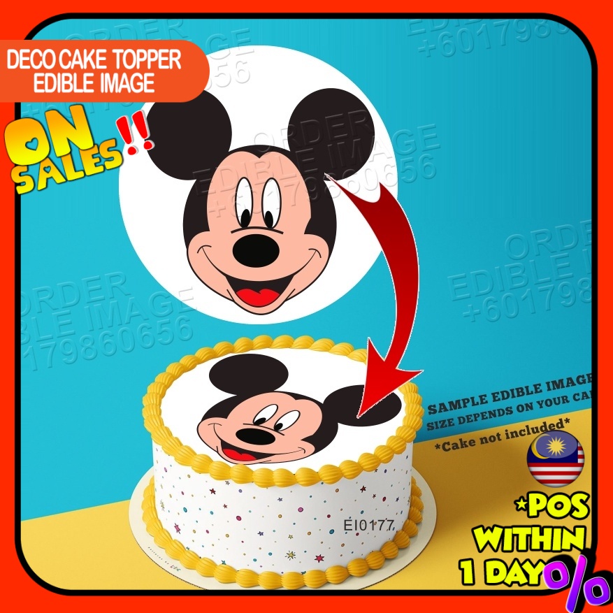 Printing EI Head Micky Mouse Edible Image Print Cake Photo Icing Paper ...