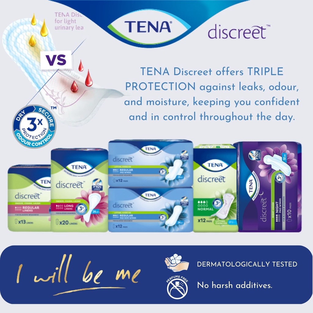 TENA Discreet Liner / TENA Discreet Sanitary Pad Regular / TENA ...