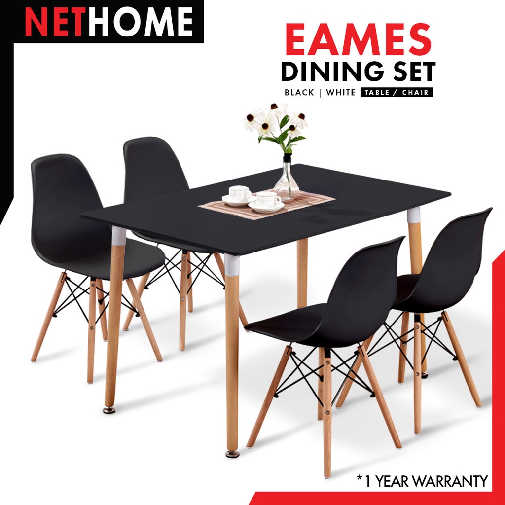 ⚡️NETHOME⚡️120x60 Simple Eames Dining Table with 4 Eames Chairs - Dining Set / Meja Makan ...