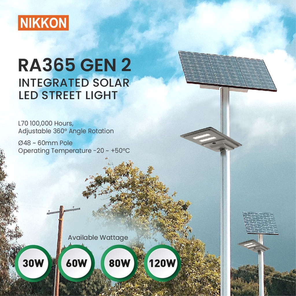 NIKKON RA365 GEN2 Integrated Solar LED Street Light + Motion Sensor ...