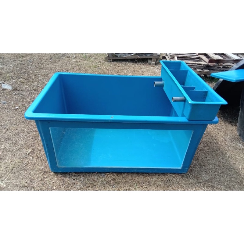 Fiberglass Tank with Side Mirror (Warna Biru) included filter & pump ...